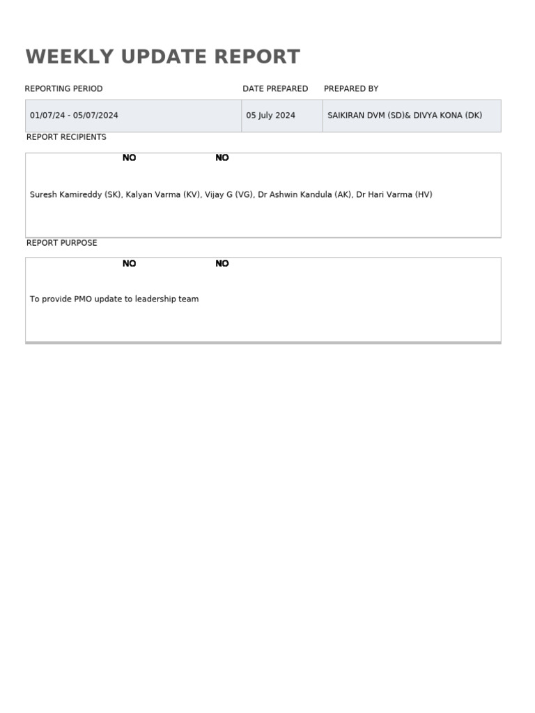 JULY 5th WEEKLY UPDATE REPORT | PDF