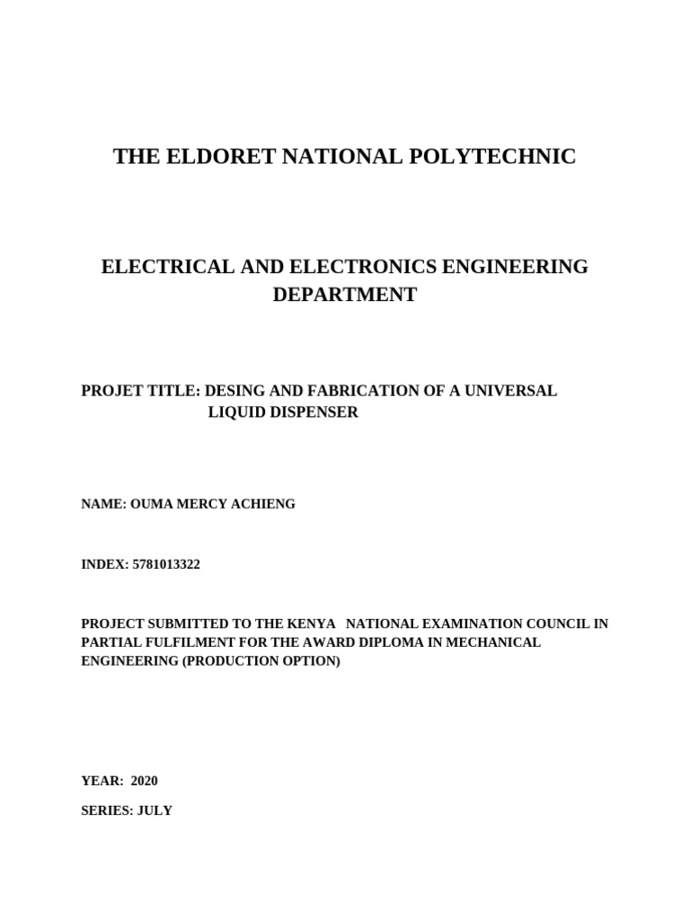 Universal Liquid Vending Machine Mercy ACHIENG | PDF | Arduino ...