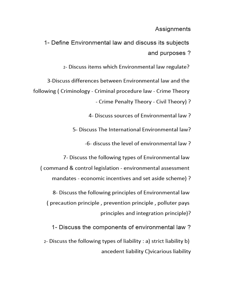 Assignments(1) | PDF | Environmental Law | Crimes