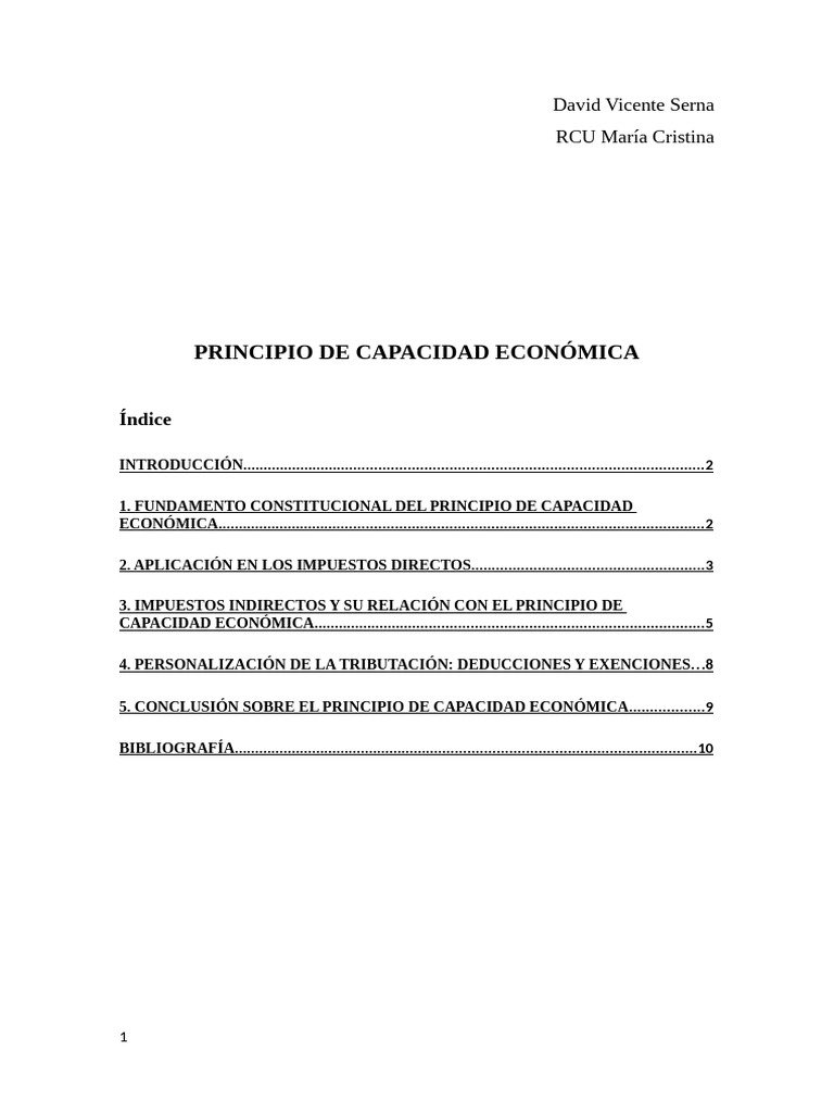 Principio de Capacidad Económica Tributaria | PDF | Impuestos ...