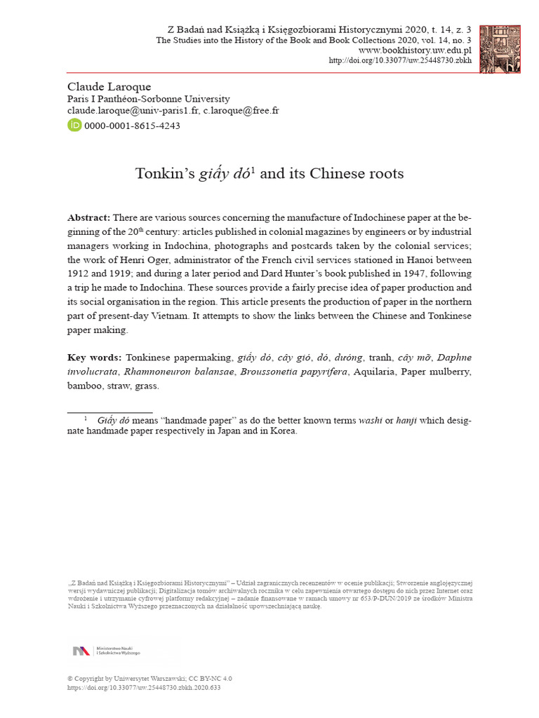 Tonkin_s_giấy_dó1_and_its_Chinese_r | PDF | Papermaking | Paper