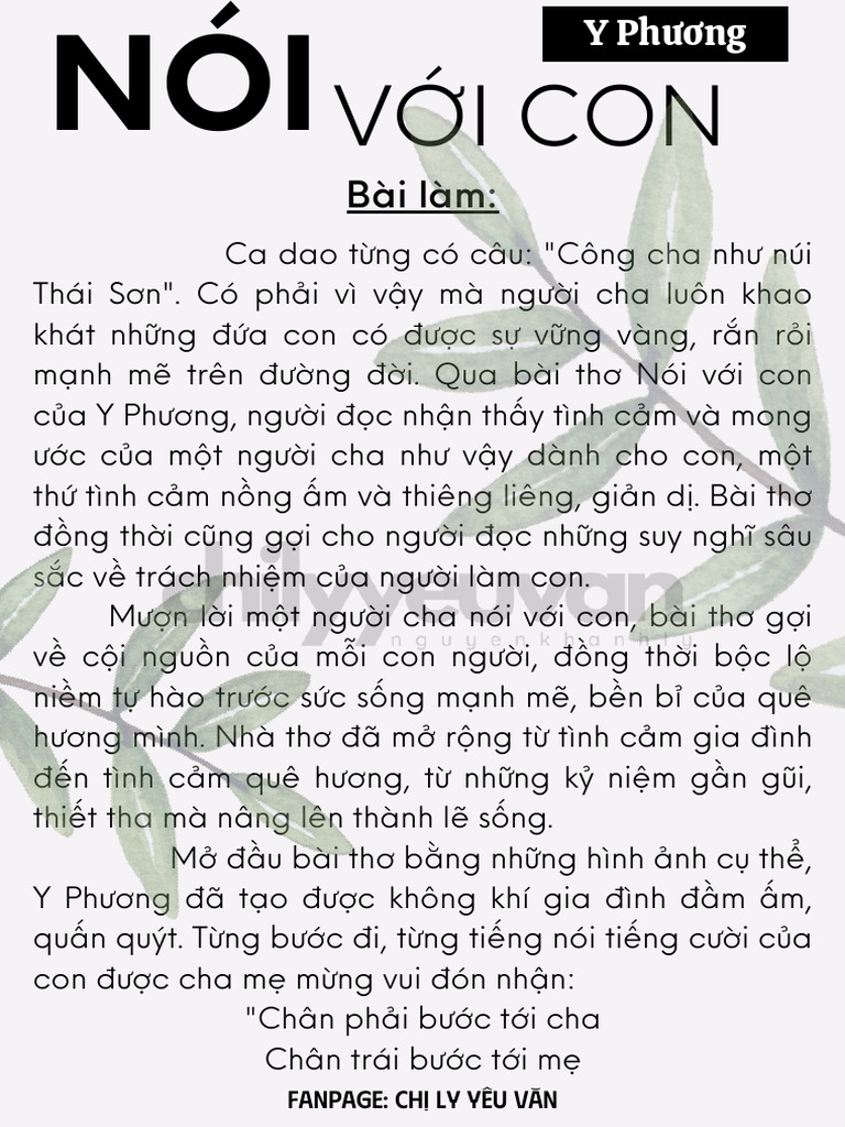 Noi Voi Con - Ngu Van 9 | PDF