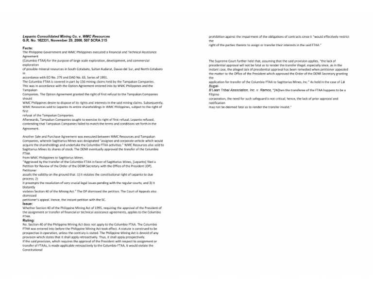 57. Lepanto Consolidated v. WMC Resources | PDF
