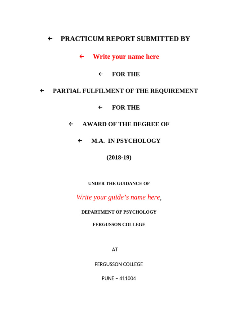 Psychology Practicum Report | PDF