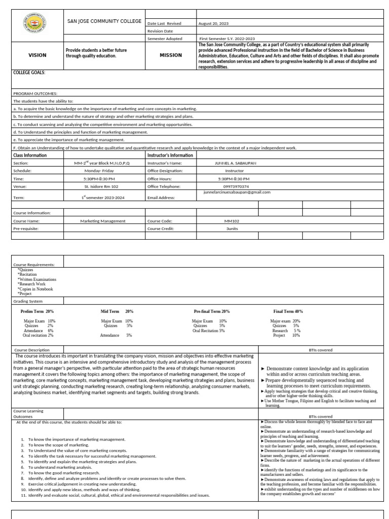 Distribution Management OBE SYLLABUS | PDF | Marketing | Inquiry