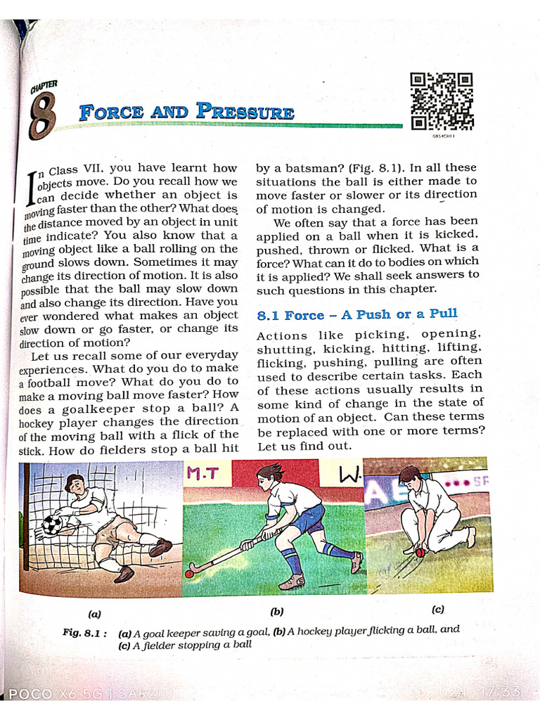 Force and Pressure Class 8 | PDF