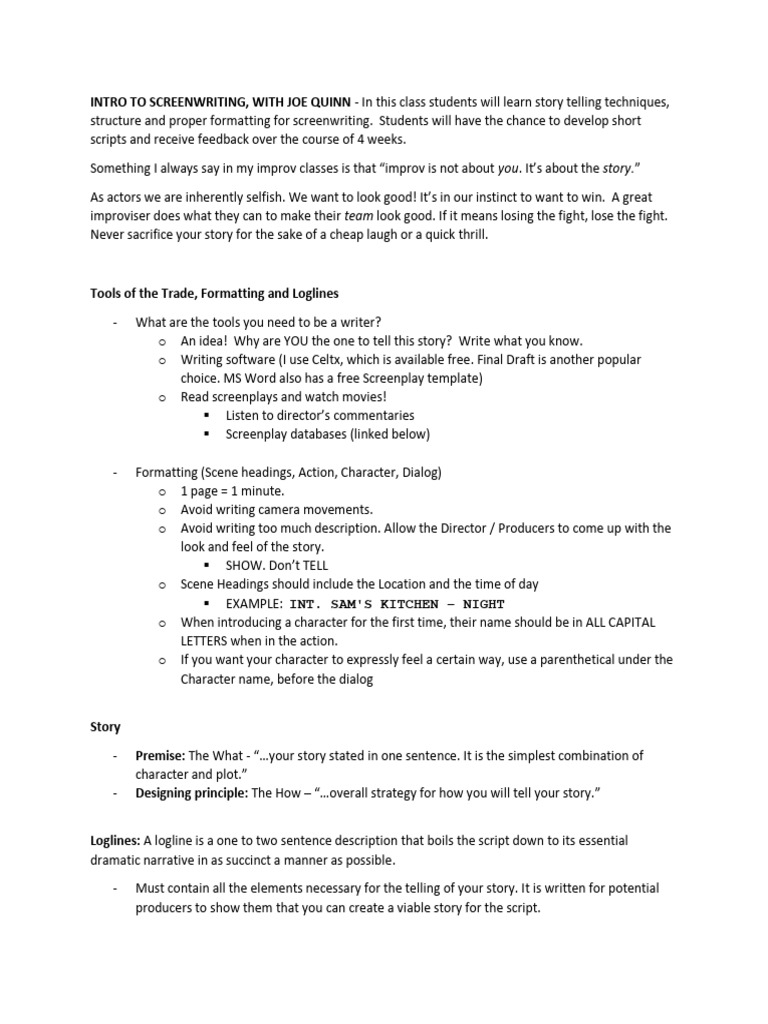 Screenwriting Rubric | PDF | Screenplay
