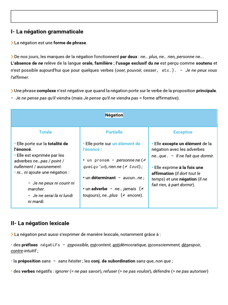 La N Gation | PDF | Adverbe | Phrase