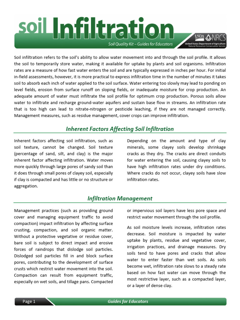 Inherent Factors Affecting Soil Infiltration | PDF | Soil | Porosity