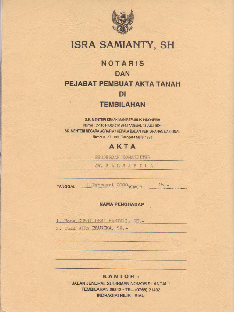 Akte Pendirian | PDF