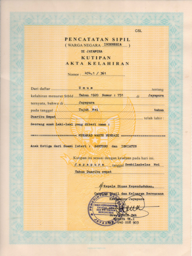 Akte Kelahiran | PDF