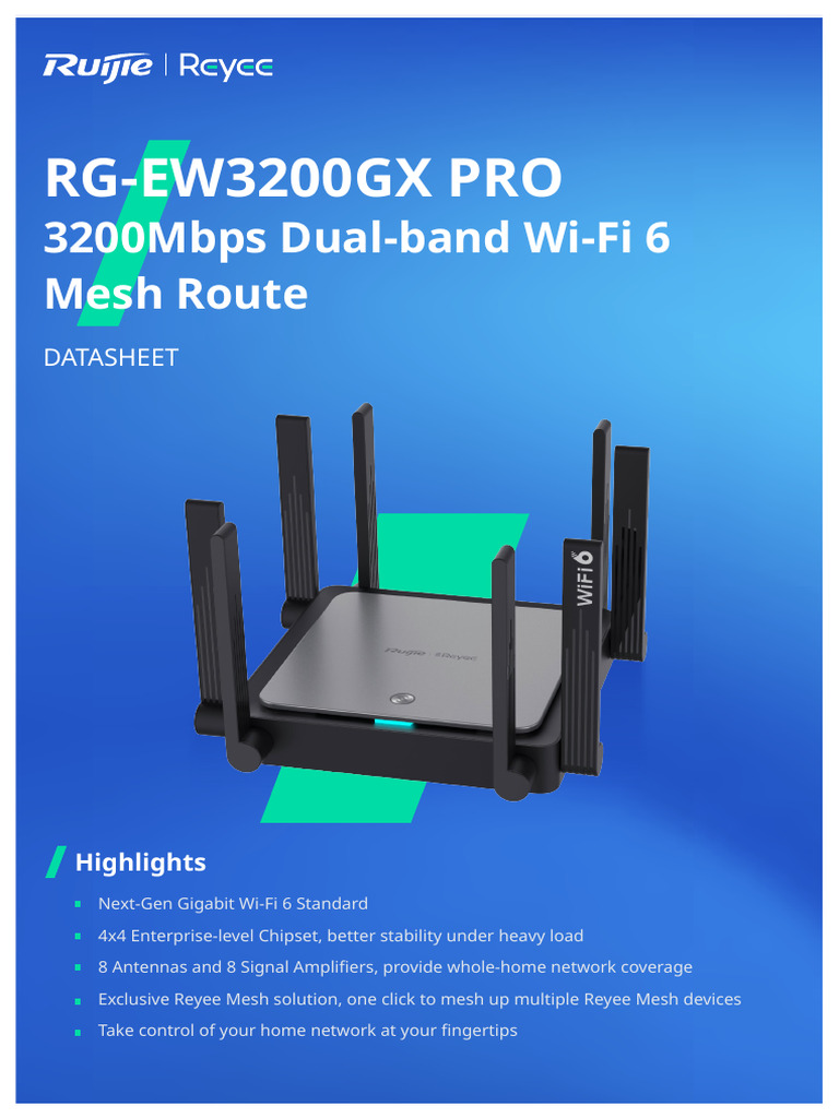 RG-EW3200GX PRO Datasheet 20250122 | PDF | Wi Fi | Ieee 802.11