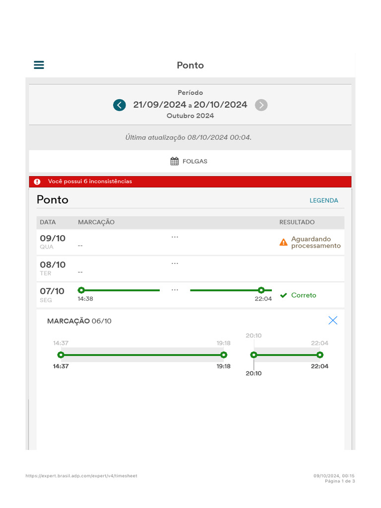ADP Expert Folha de Ponto | PDF