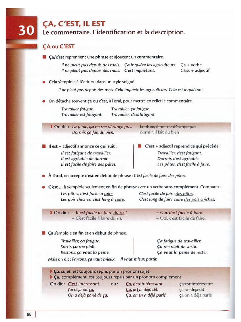 Grammaire Ca, C'est, Il Est | PDF