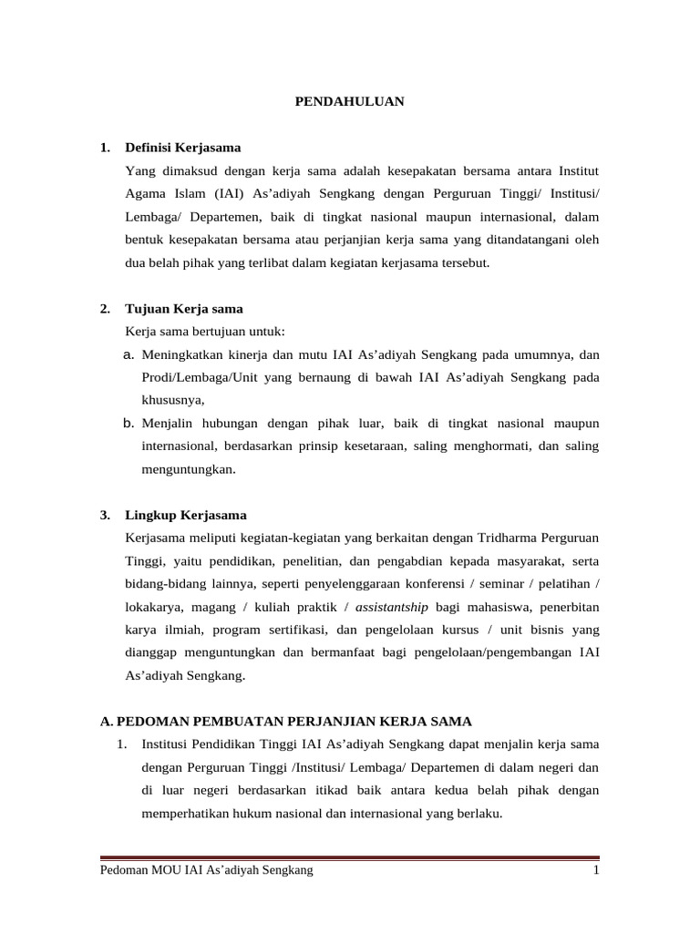 Panduan Pembuatan MOU Versi 1 | PDF