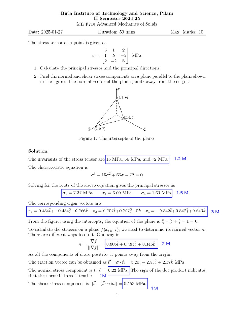 Tut3 Sol MarkingScheme | PDF | Stress (Mechanics) | Applied Mathematics