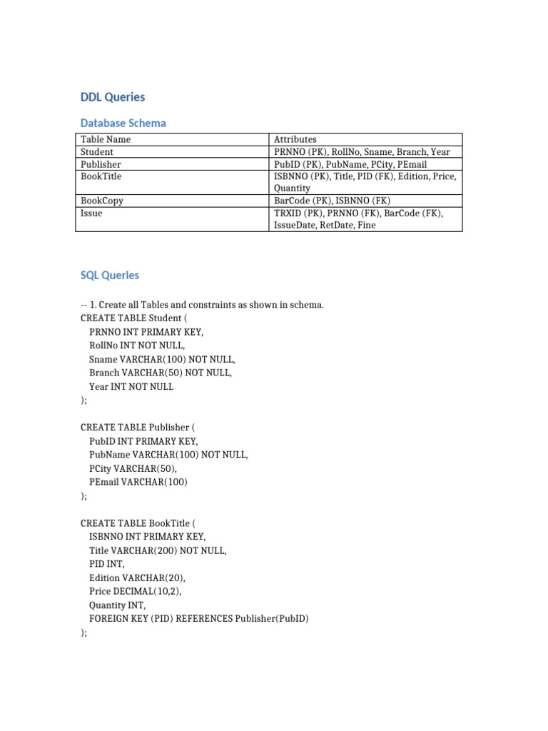 DDL_Queries_With_Table | PDF | Information Retrieval | Computer Programming