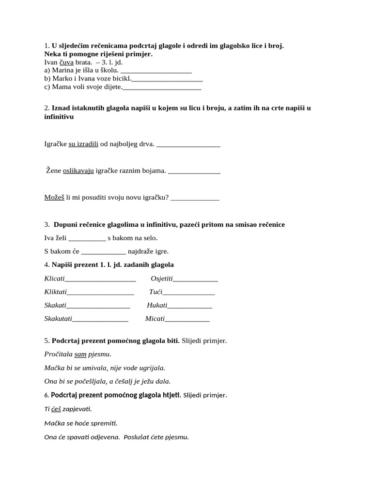 Vježba Glagoli 5c | PDF