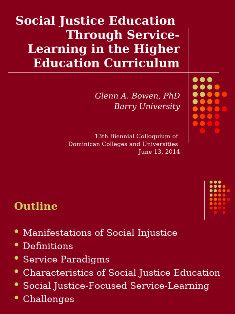 1-2 Session Social Justice Service-Learning (Bowen Barry) | PDF ...