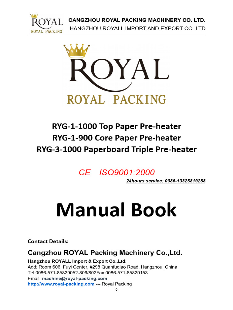 MANUAL OF RYG-1-1000&RYG-1-900& RYG-3-1000 Pre-Heater | PDF | Safety ...
