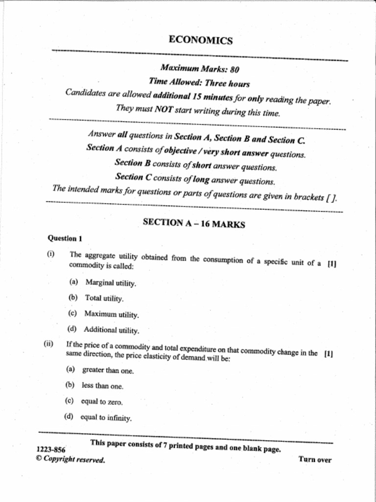 2023 Economics Isc | PDF