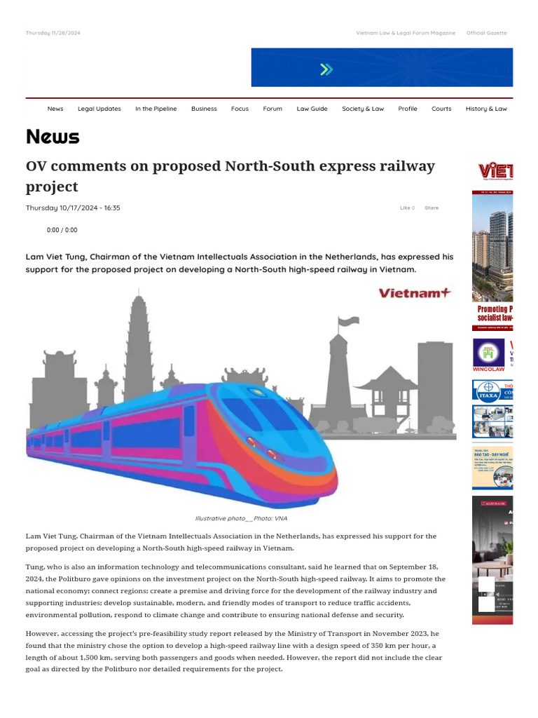OV Comments On Proposed North-South Express Railway Project | PDF ...