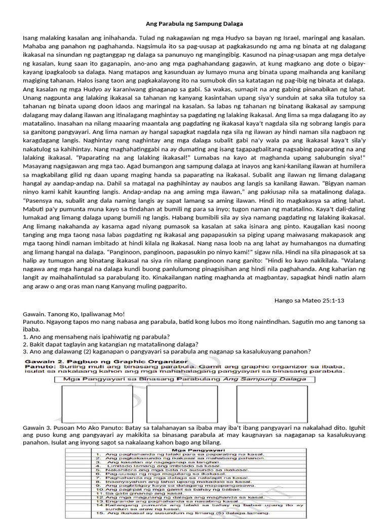 Ang Parabula NG Sampung Dalaga | PDF