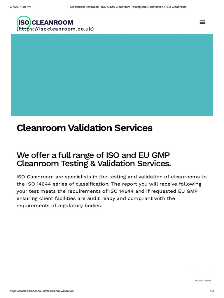 ISO 14644 Cleanroom Validation Guide | PDF