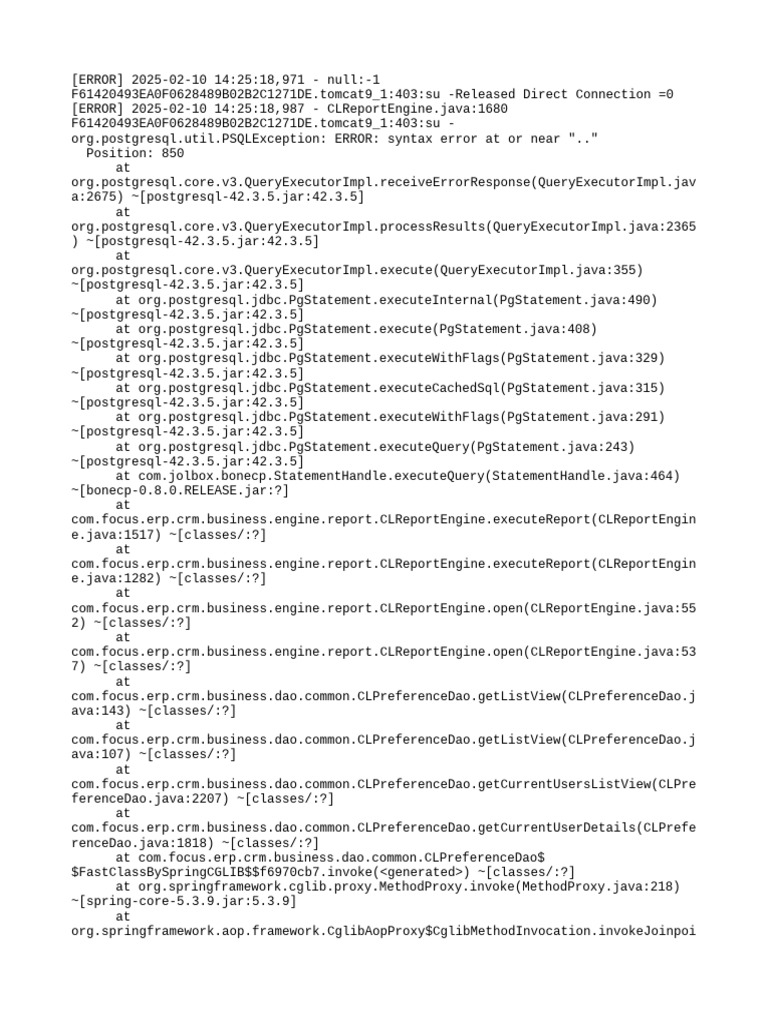 PostgreSQL Syntax Error Log Analysis | PDF | Sql | Oracle Corporation