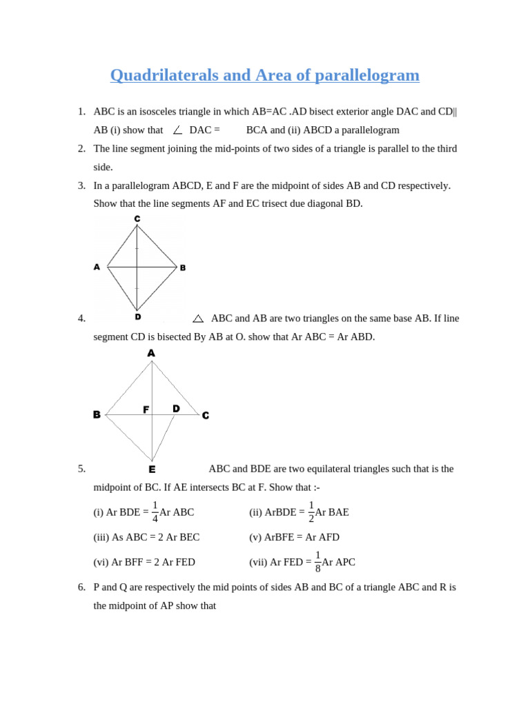Quadrilaterals and Area of Parallelogram | PDF