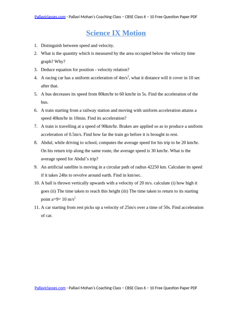 Science IX Motion | PDF