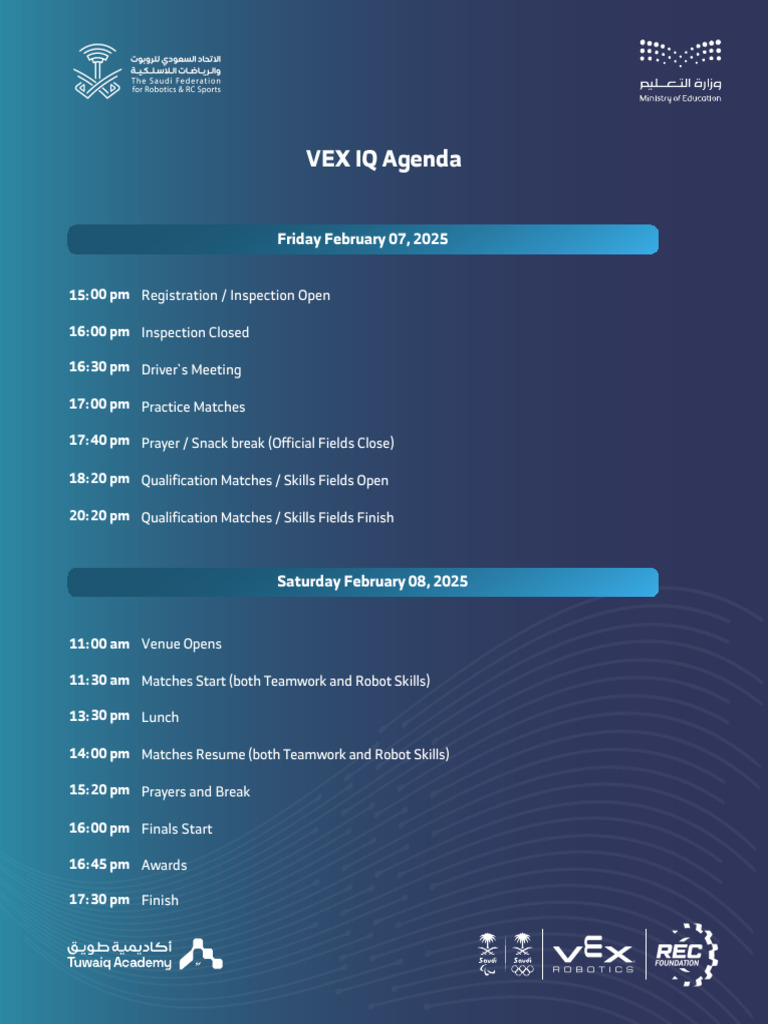 VEX IQ Robotics Event Schedule | PDF