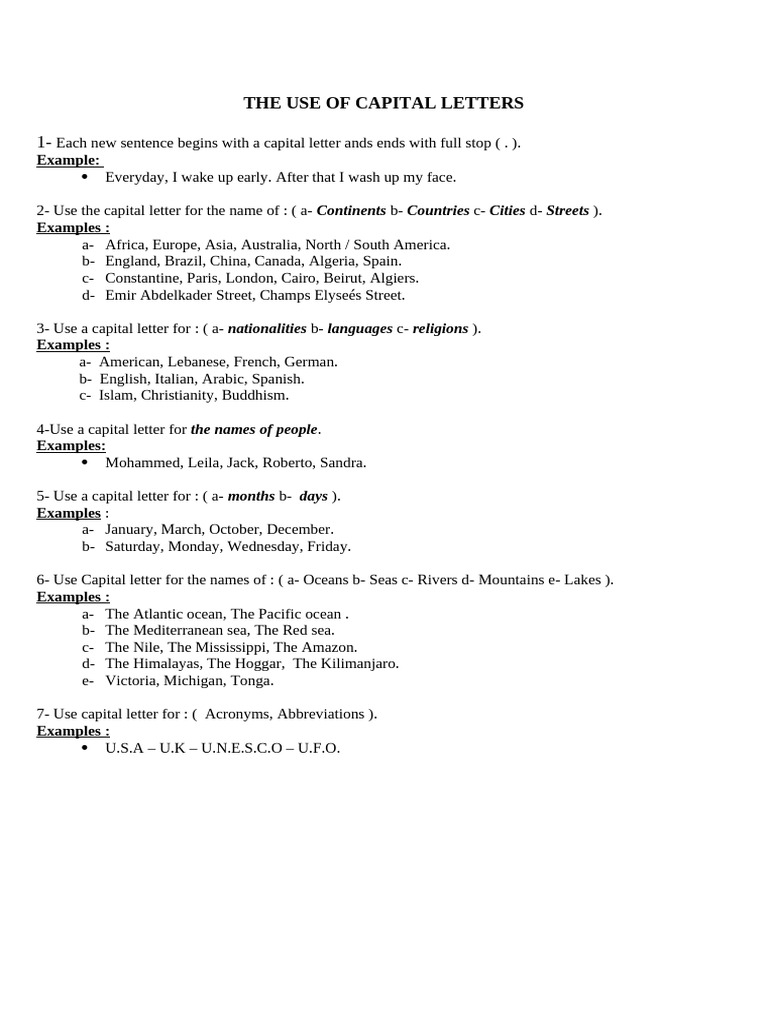 The Use of Capital Letters | PDF