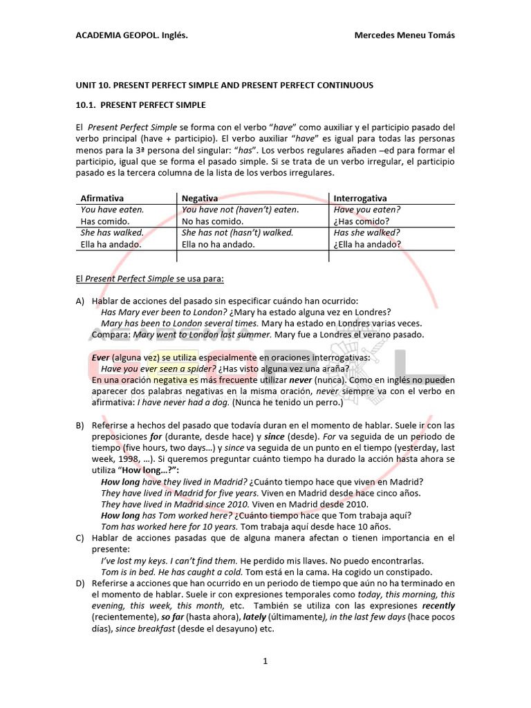 Unit 10 | PDF | Verbo | Gramática