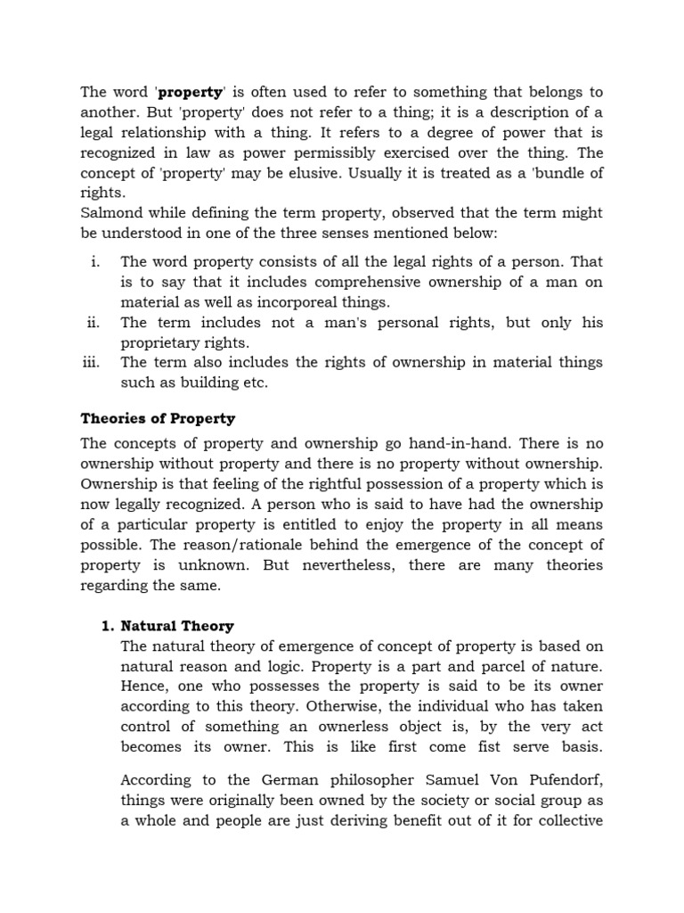 Theories of Property | PDF | Property | Concept