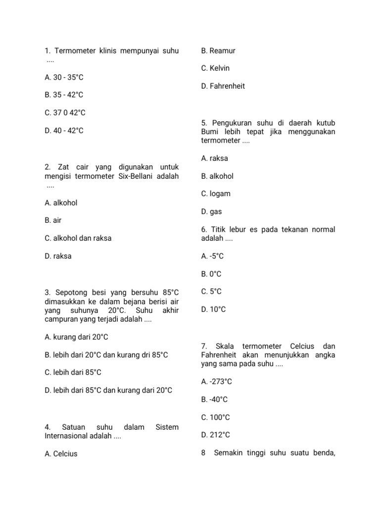 Soal Suhu Kelas 7 | PDF
