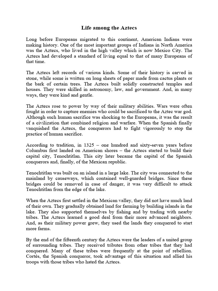Text - Life Among The Aztecs | PDF | Spanish Empire | Hernán Cortés