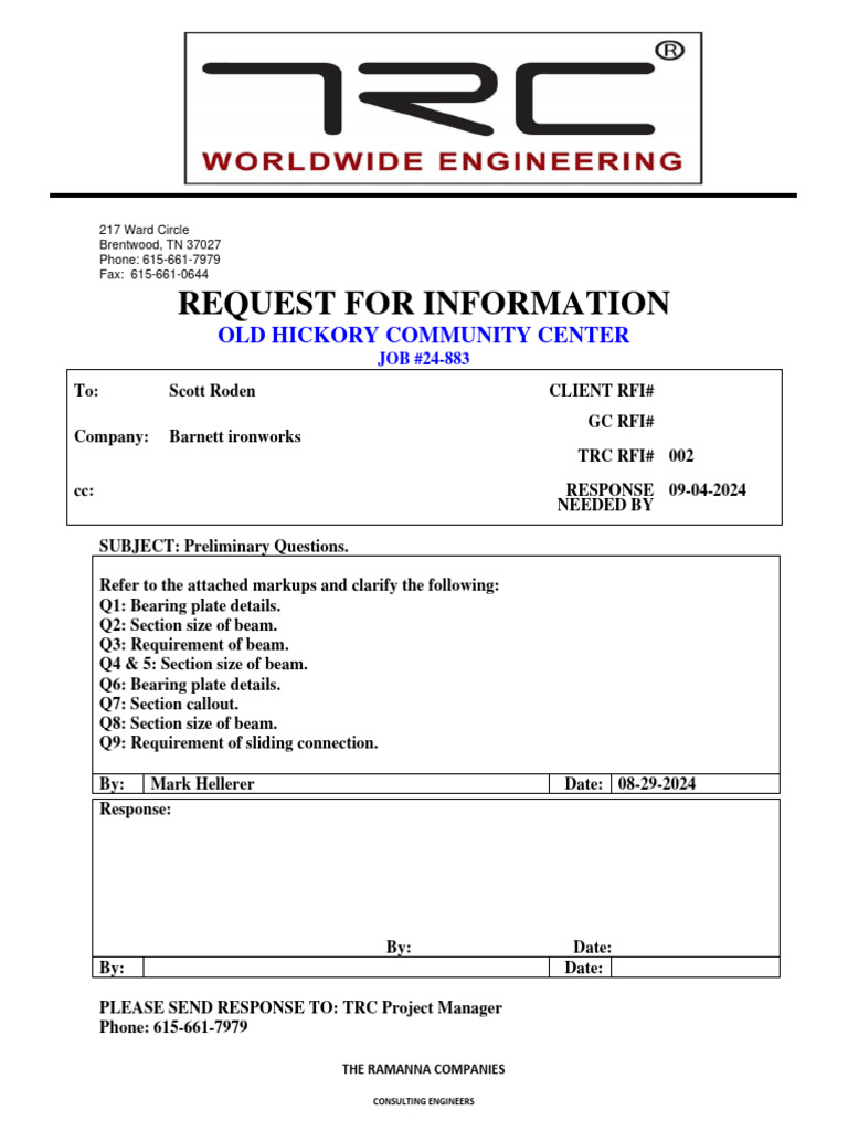 TRC - RFI-002 - EMC Response 09-09-2024 | PDF