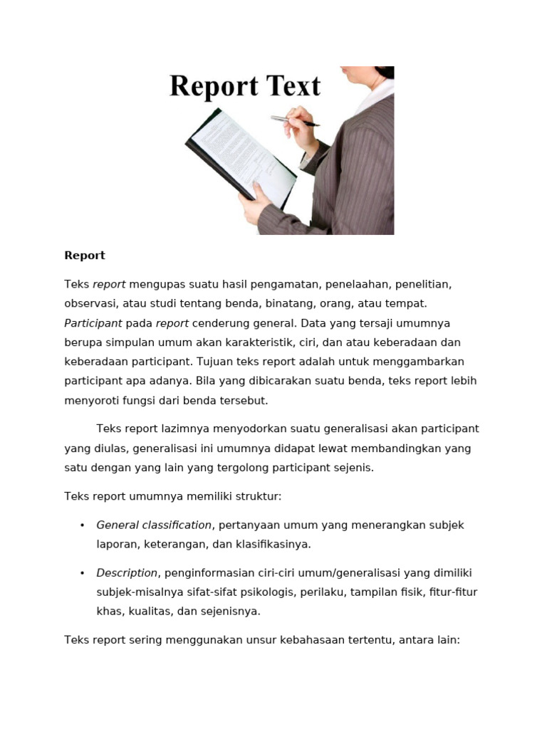 Materi Report Text | PDF | Taste | Senses