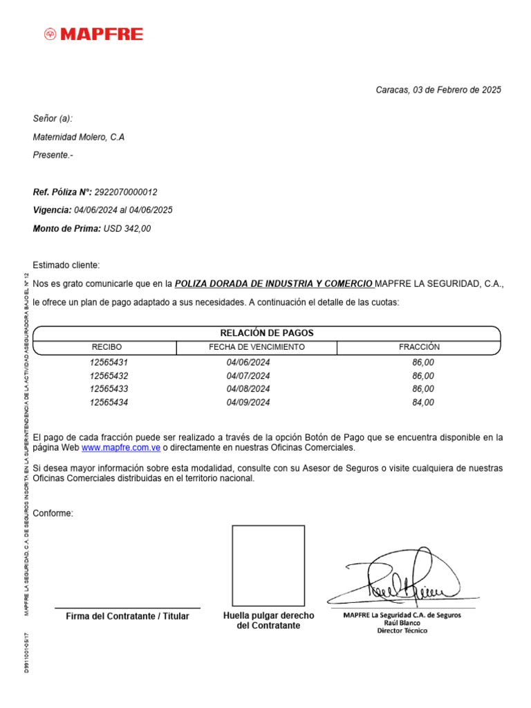 Poliza Maternidad Molero Junio 2024 Mapfre | PDF | Póliza de seguros ...