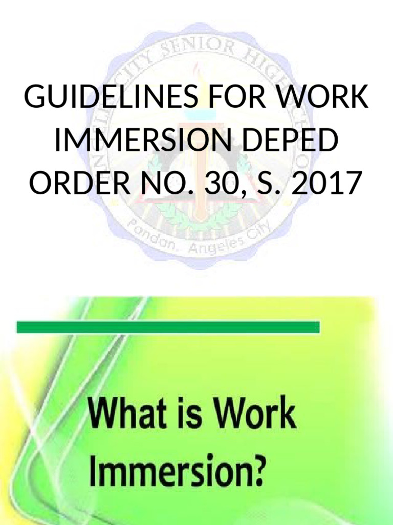 Work Immersion Guidelines | PDF