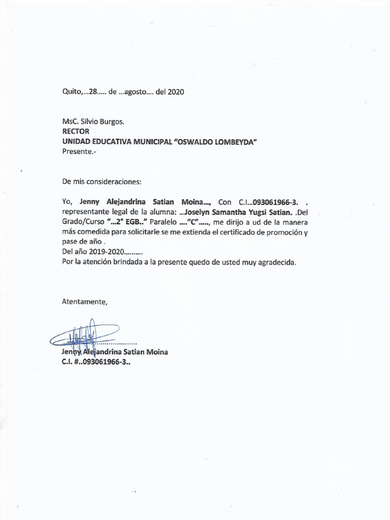 Oficio de Certificado de Promoción y Pase de Año | PDF