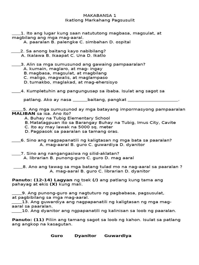 MAKABANSA 1 Reviewer | PDF