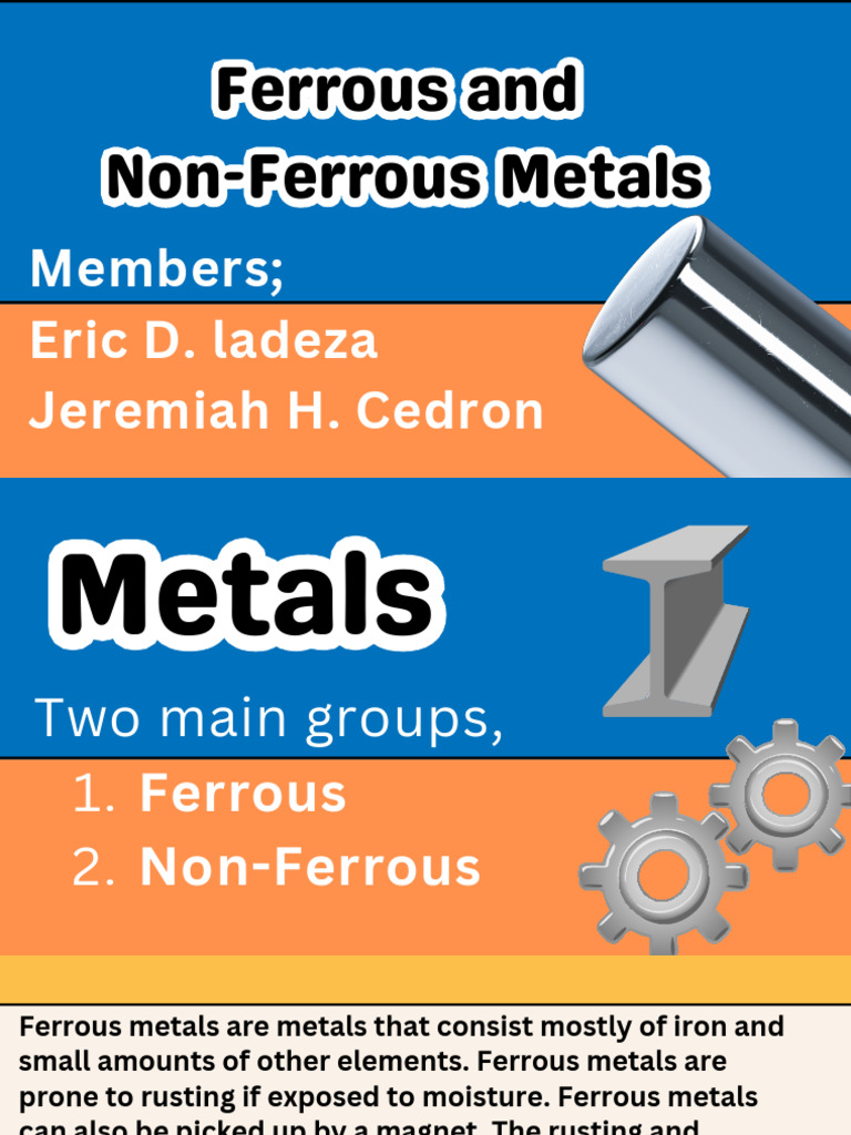Ferrous and Non Ferrous MetalsGroup 7 | PDF | Metals | Steel