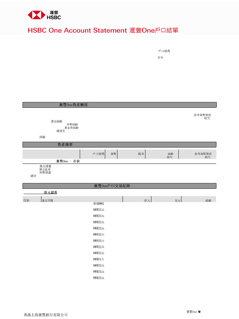 HSBC One Account Summary for Chung Tai | PDF | Hsbc