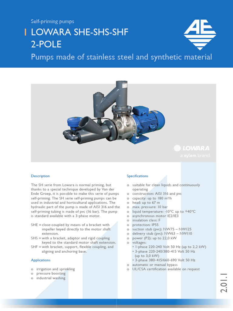 0037 - 100142 - Lowara SHS 65-200 150 | PDF | Pump | Mechanical Engineering