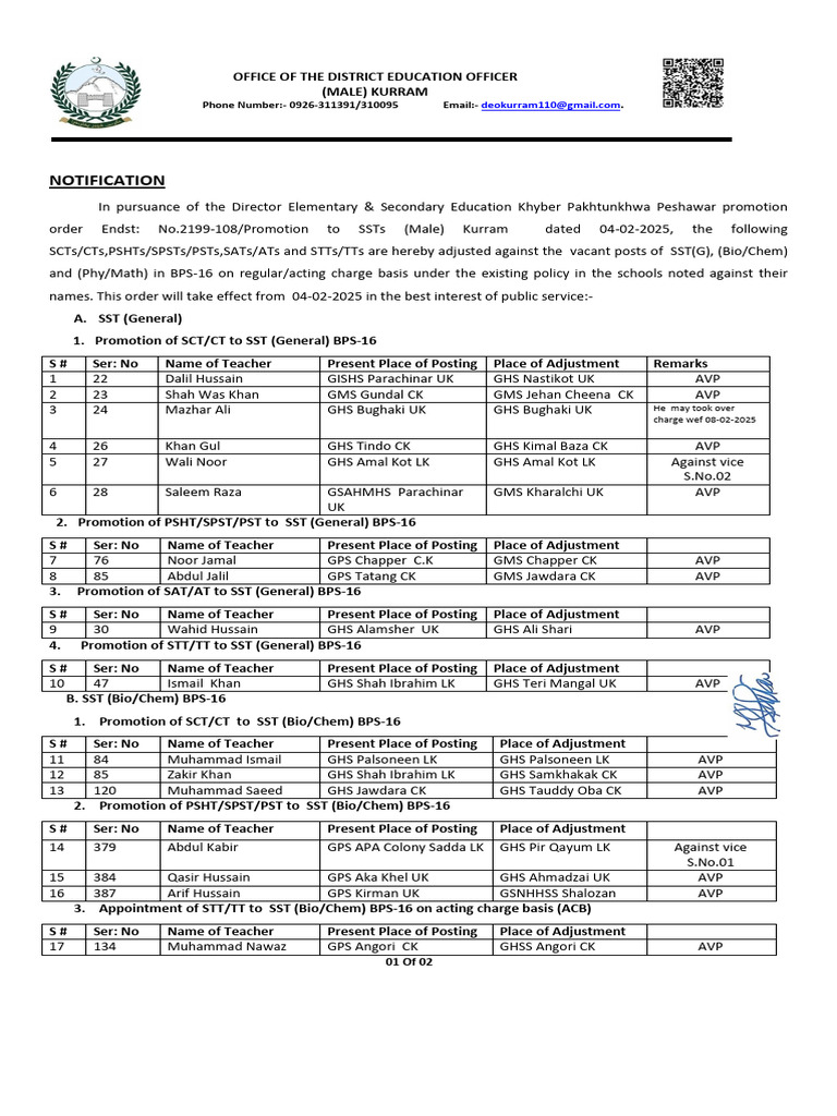 Adjustment Order To SCT, SDM, SAT, STT 06-02-2025 | PDF | Federally ...
