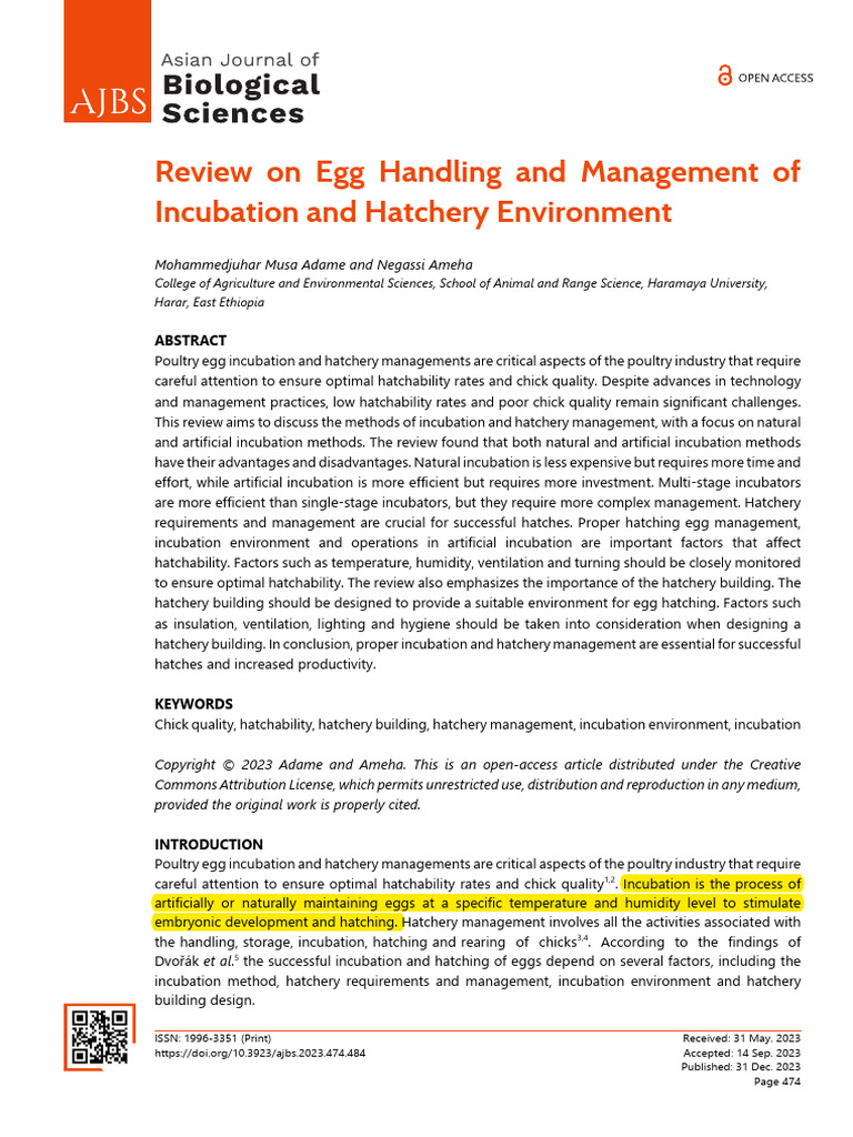 Review On Egg Handling and Management of Incubatio | PDF | Egg | Birds