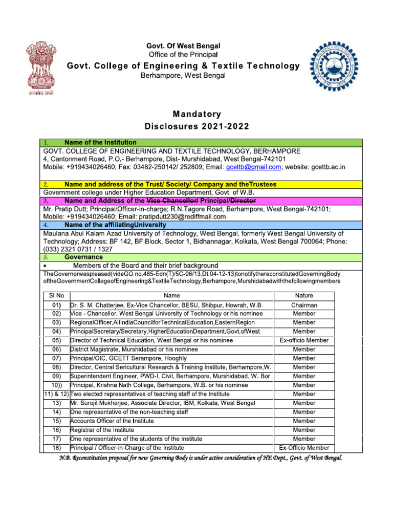 CTTB MandatoryDisclosures | PDF