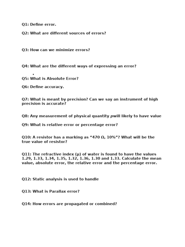 Class 11 Error Analysis | PDF